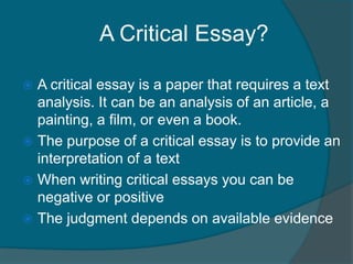 Write a critical essay | PPTX