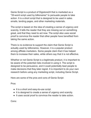 GENIE SCRIPT | PDF