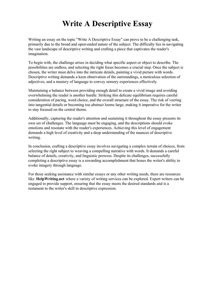 Write A Descriptive Essay. Georgia College & State University | PDF