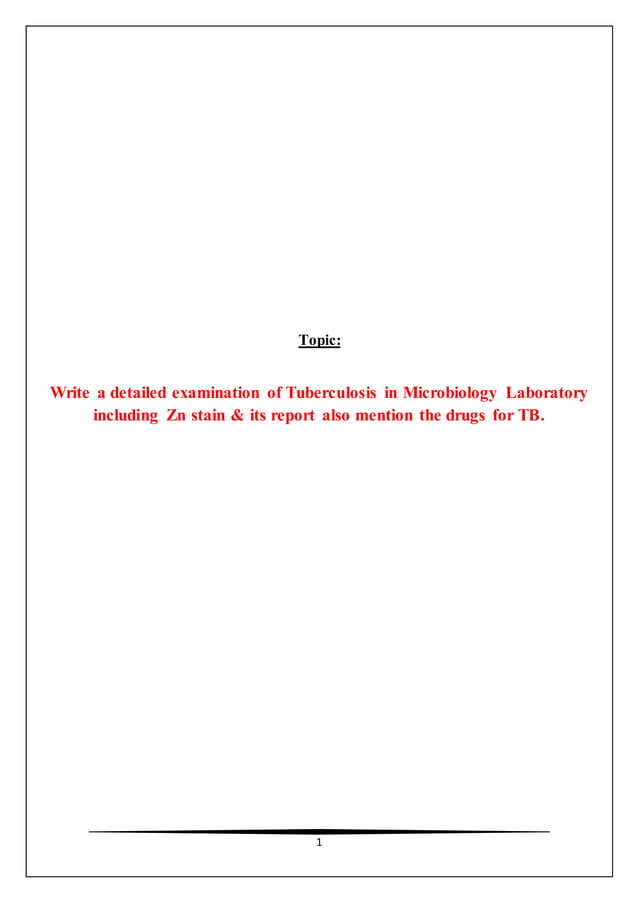 Detailed examination of tuberculosis in microbiology laboratory ...