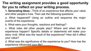 WRITE A DRAFT OF CREATIVE NONFICTION PIECE BASED ON.pptx