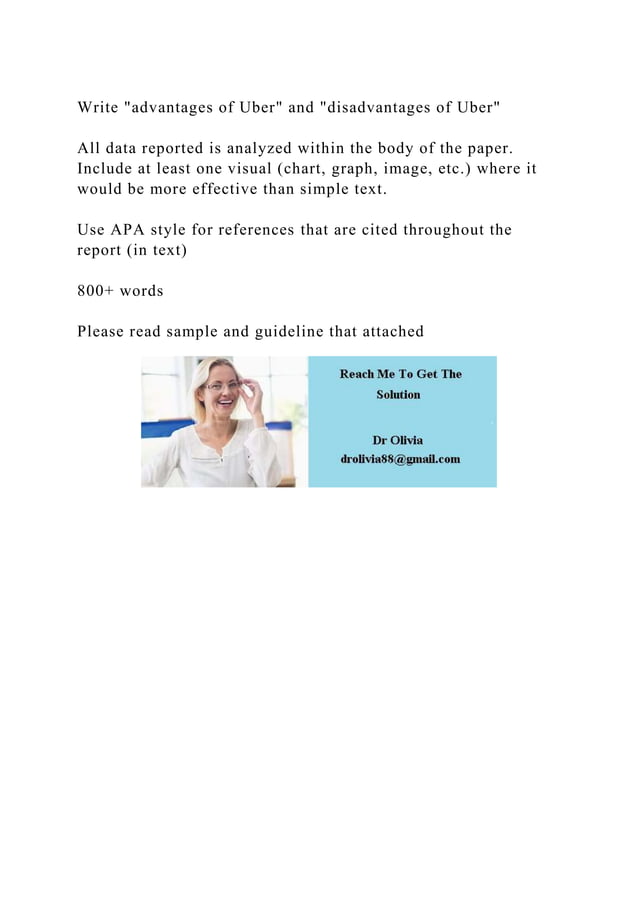 Write advantages of Uber and disadvantages of Uber All data .docx