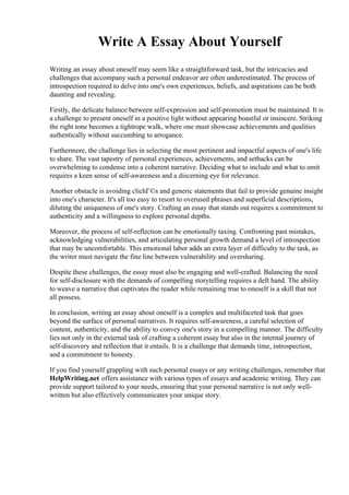Write A Essay About Yourself.pdf | Freelance Writing | Content Production