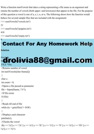Write a function numVowels that takes a string representing a file n.pdf