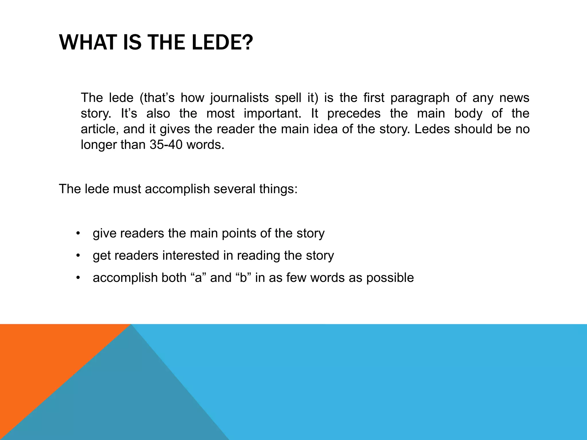 Write a great lede | PPT