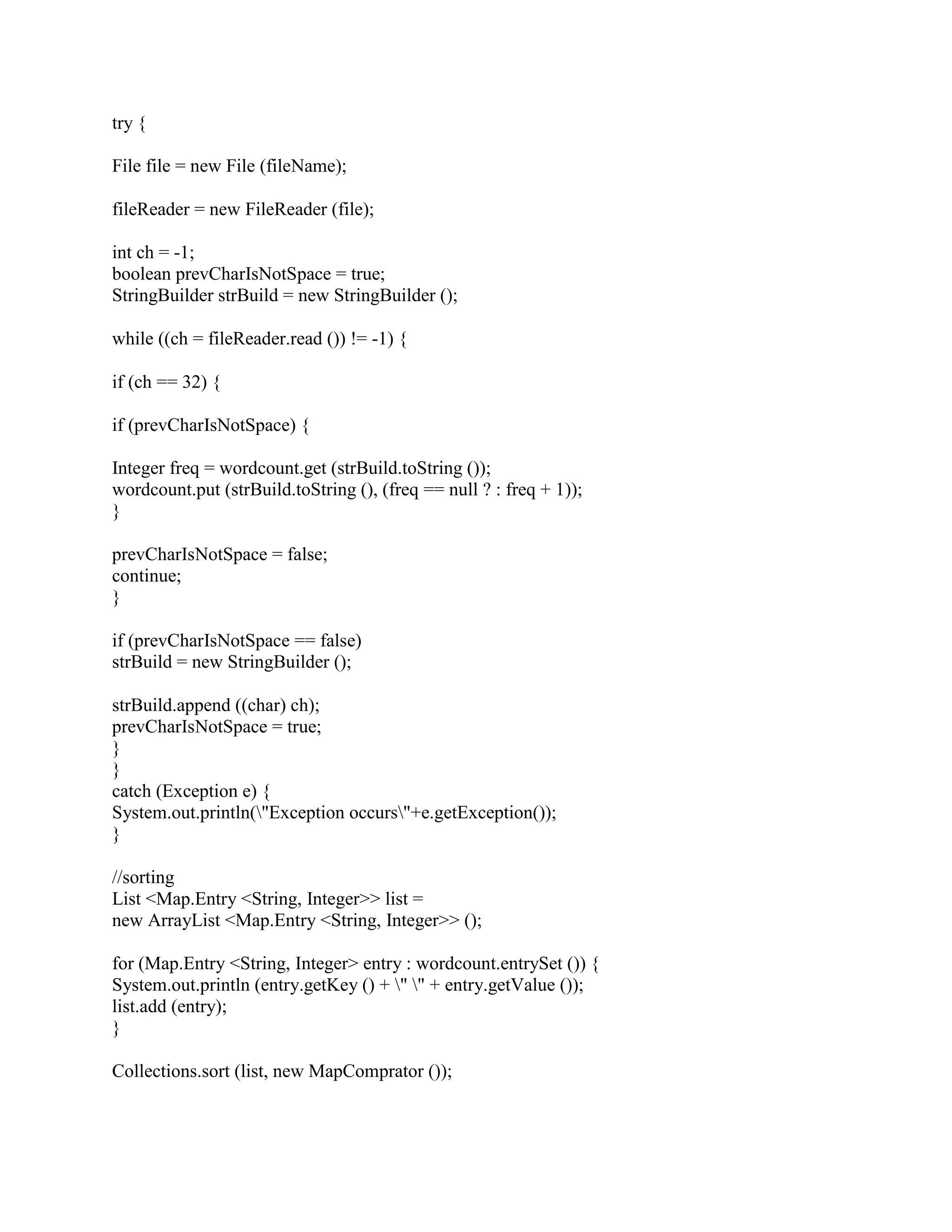 Write A Java Program That Compute The Frequency Of Each Word In The Fidocx