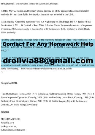 Write a Java program that mimics the framework for an online movie i.pdf
