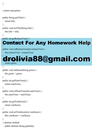 Write a Java program that mimics the framework for an online movie i.pdf