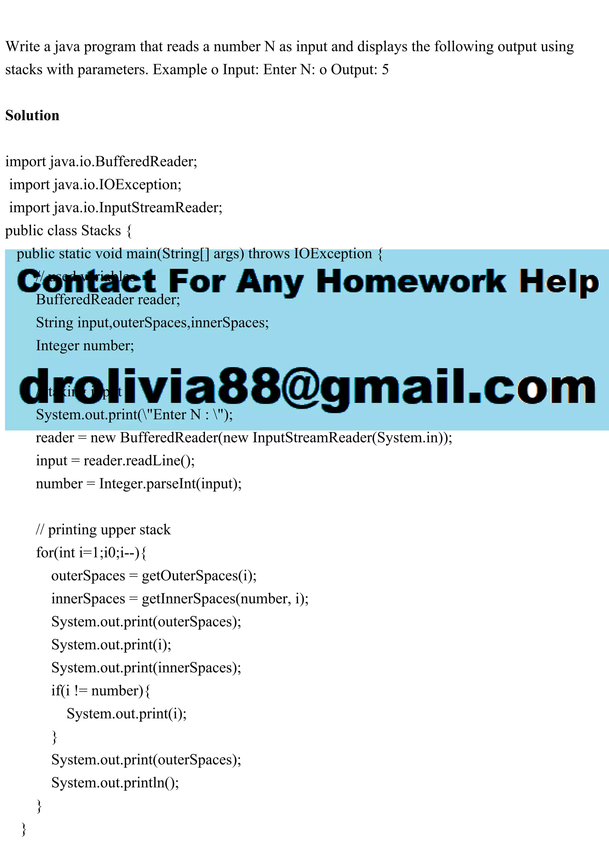Write a java program that reads a number N as input and displays the.pdf