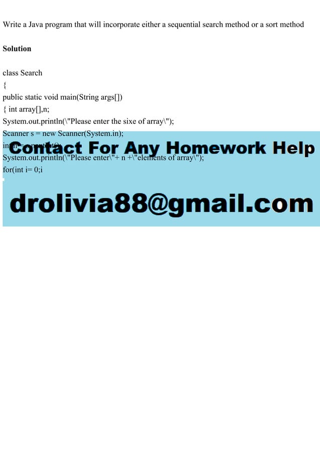 Write a Java program that will incorporate either a sequential searc.pdf