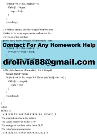 Write a method called uniqueNumbers that takes an int array as param.pdf