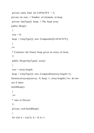Write a method replaceKey in the BinaryHeap class with the following .docx