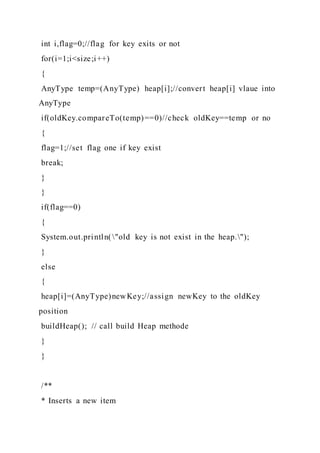Write a method replaceKey in the BinaryHeap class with the following .docx