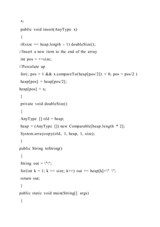 Write a method replaceKey in the BinaryHeap class with the following .docx
