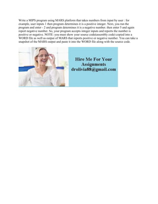 Write a MIPS program using MARS platform that takes numbers from input.docx