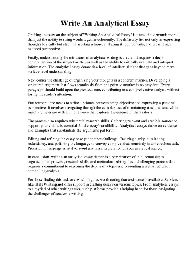 Write An Analytical Essay | PDF