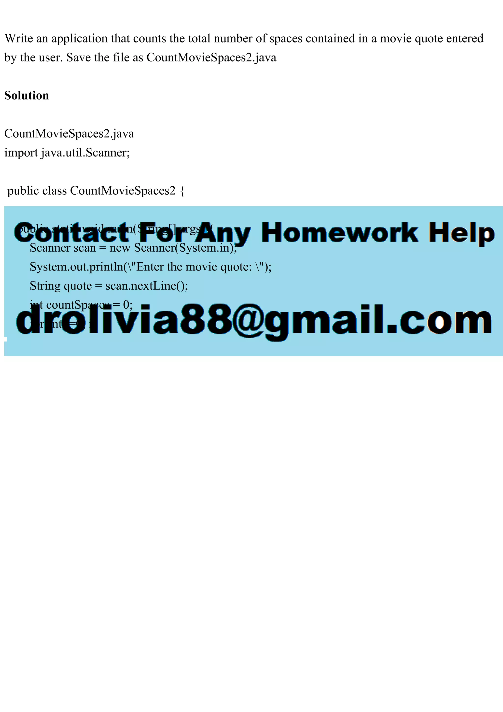 Write an application that counts the total number of spaces containe.pdf