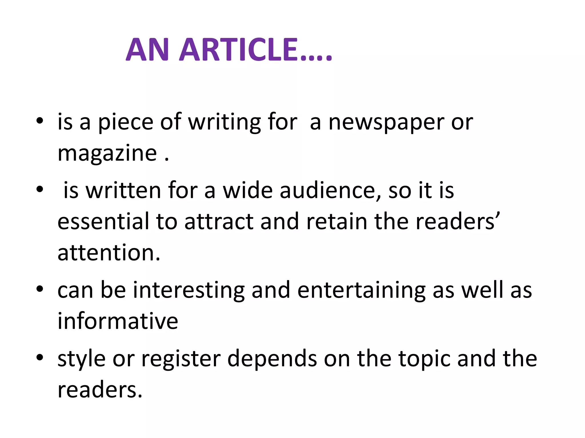 WHAT IS AN ARTICLE | PPTX