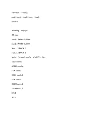 Write an assembly language program in the Pep-8 simulator that corresp.docx