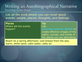 Write an autiobiographical narrative | PPT