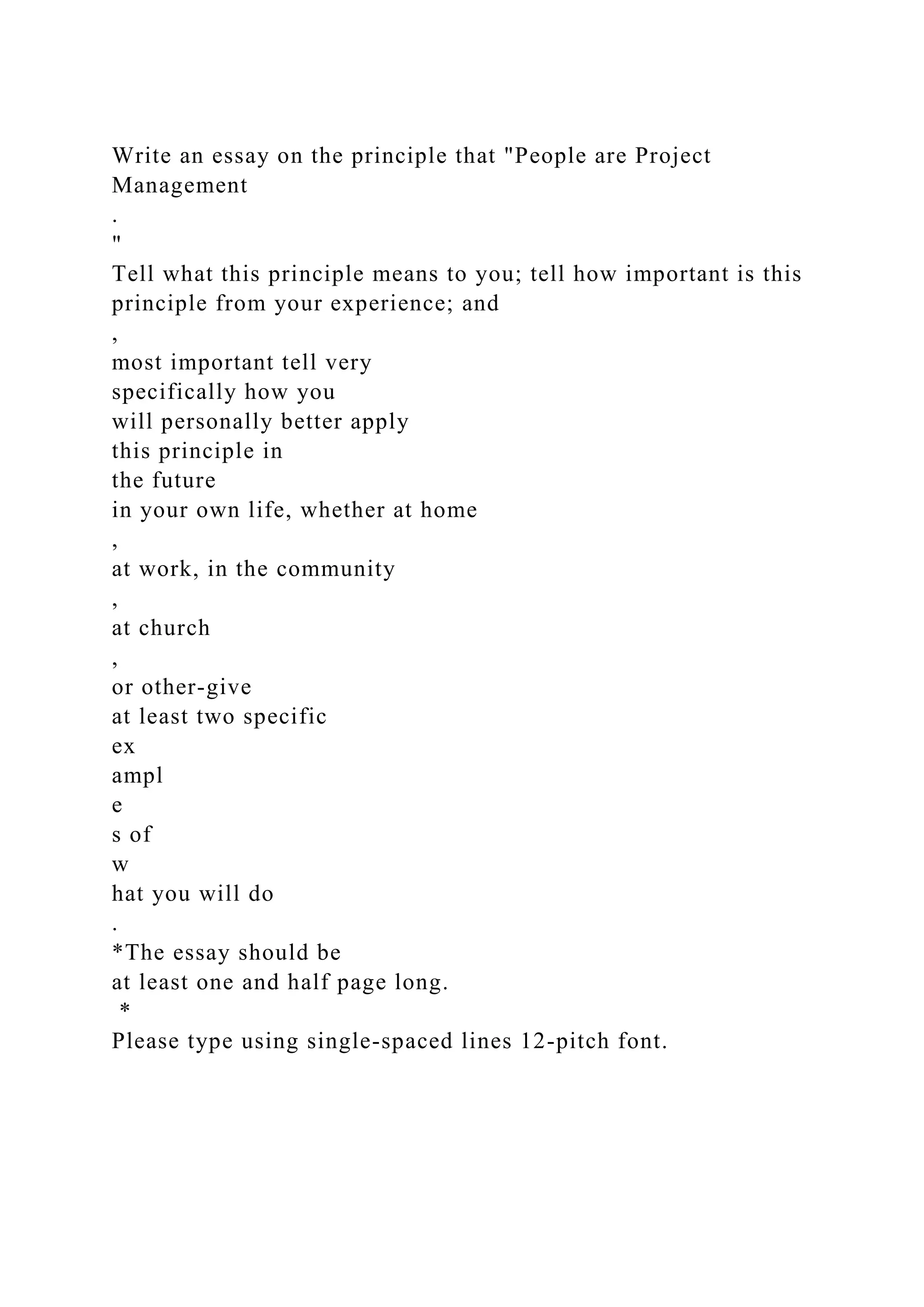 Write an essay on the principle that People are Project Management.docx