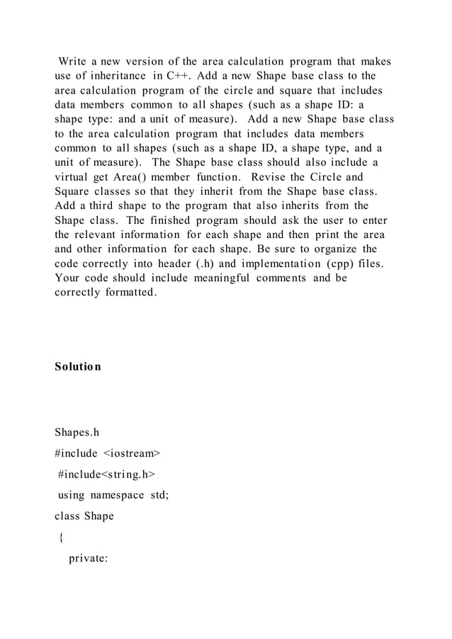 Write a new version of the area calculation program that makes use of.docx