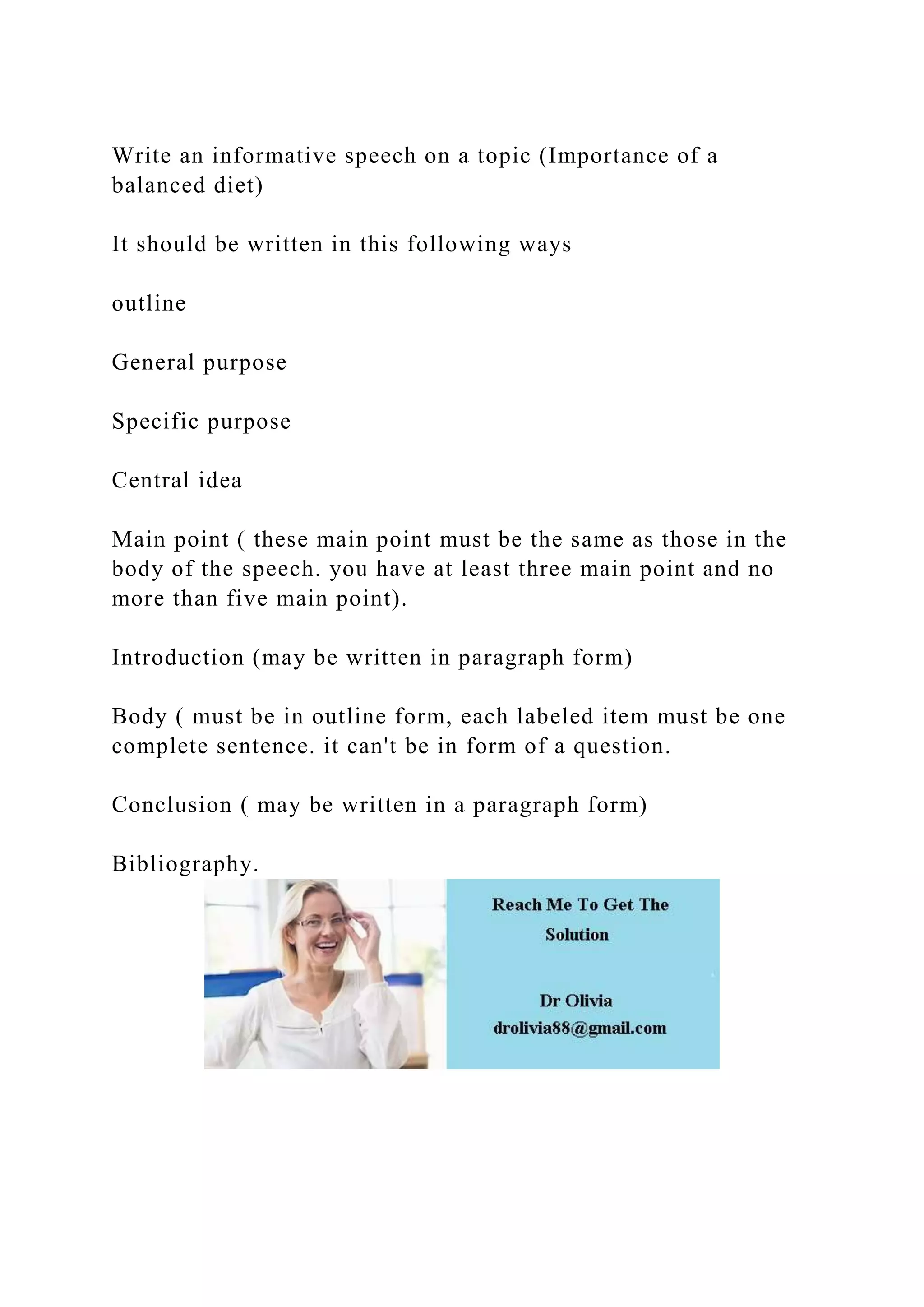 Write an informative speech on a topic (Importance of a balanced die.docx