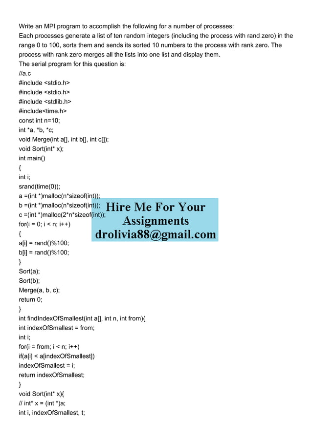 Write An Mpi Program To Accomplish The Following For A Numbepdf
