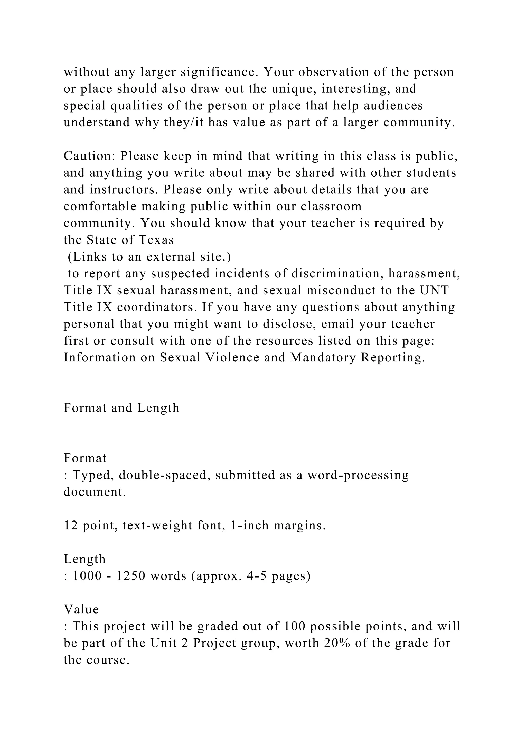 Write an observation essay that explains the unique significance.docx