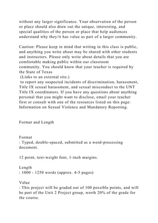 Write an observation essay that explains the unique significance.docx