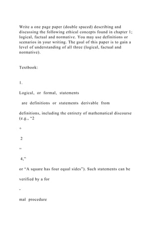 Write a one page paper (double spaced) describing and discussing the.docx