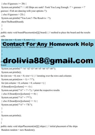 Write a program in java in which you will build the“Sink theShipsGam.pdf