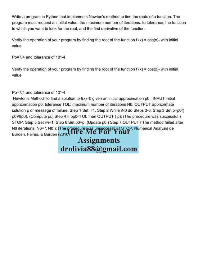 Write A Program In Python That Implements Newtons Method Topdf