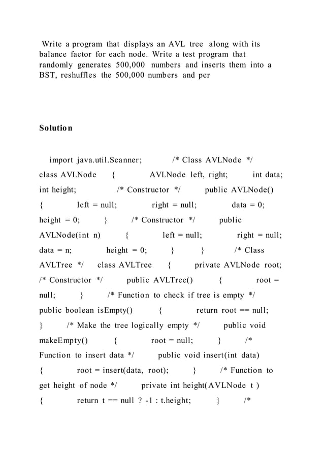 Write a program that displays an AVL tree along with its balance fac.docx