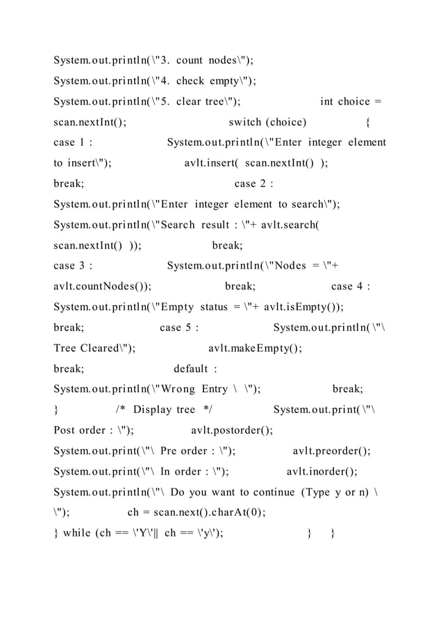 Write a program that displays an AVL tree along with its balance fac.docx