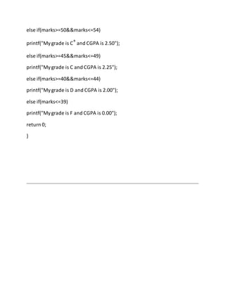 Write a program to calculate your grading system | DOCX