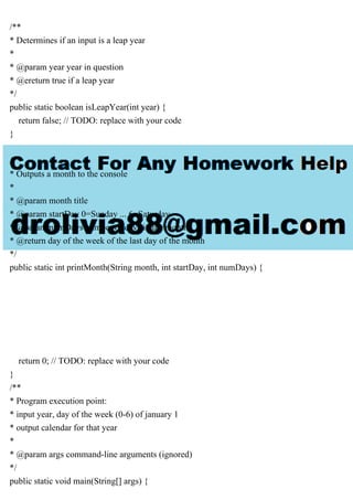 Write a program to generate the entire calendar for one year. The pr.pdf