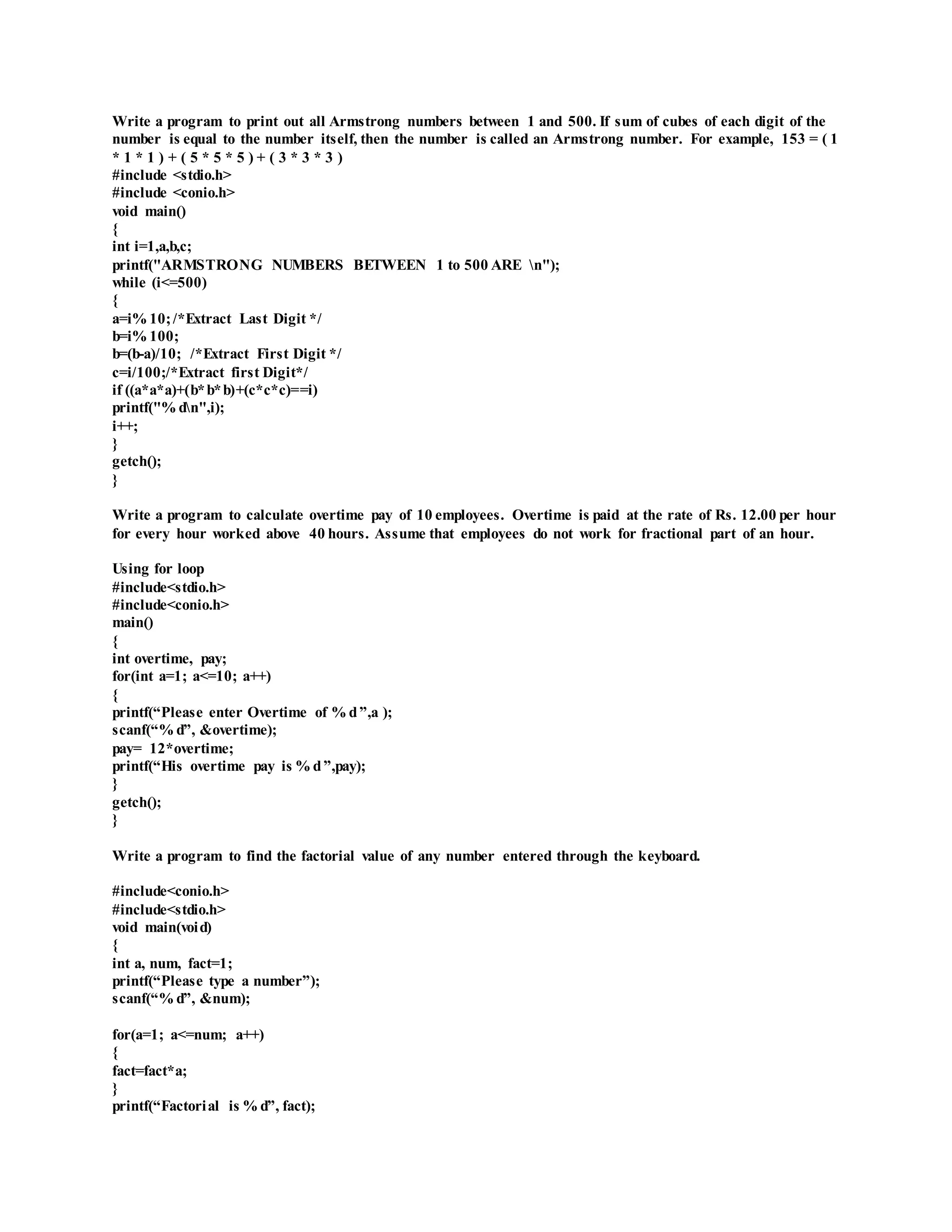Write a program to print out all armstrong numbers between 1 and 500 | DOCX