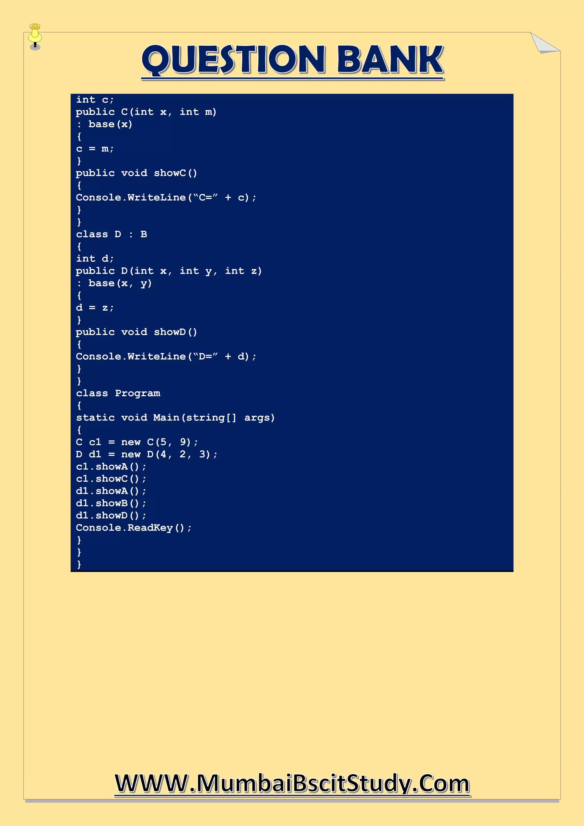 Write a program to show the example of hybrid inheritance. | PDF Write a program to show the example of hybrid inheritance. | PDF