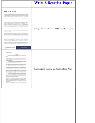 Write A Reaction Paper | PDF