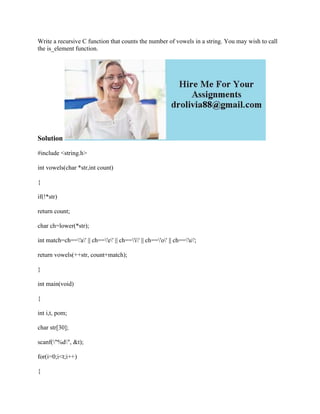 Write a recursive C function that counts the number of vowels in a str.docx