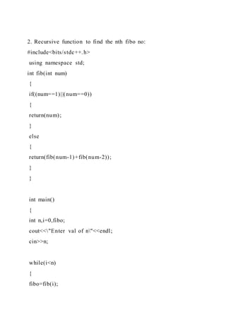 Write a recursive C++ function that inputs a nonnegative integer n an.docx