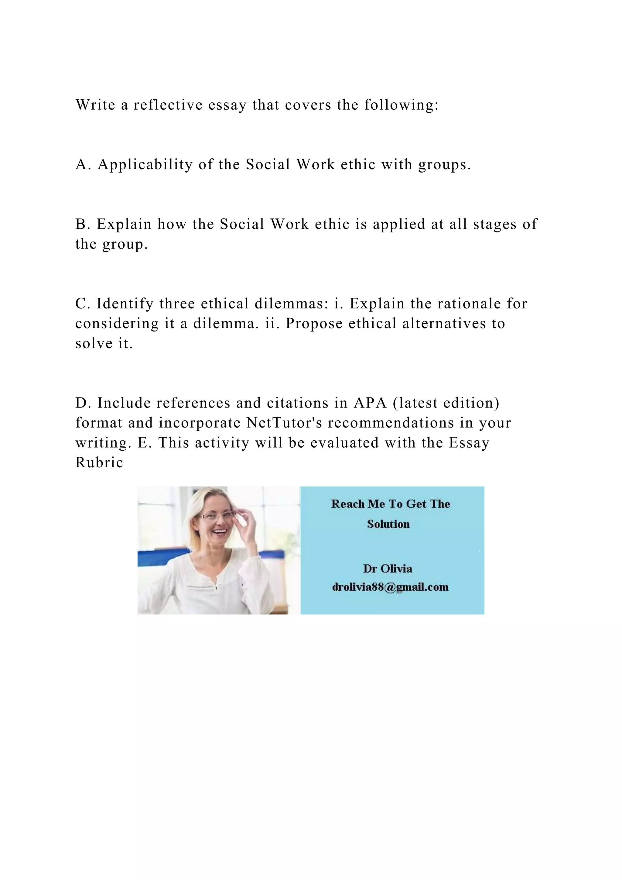 Write a reflective essay that covers the followingA. Applicab.docx