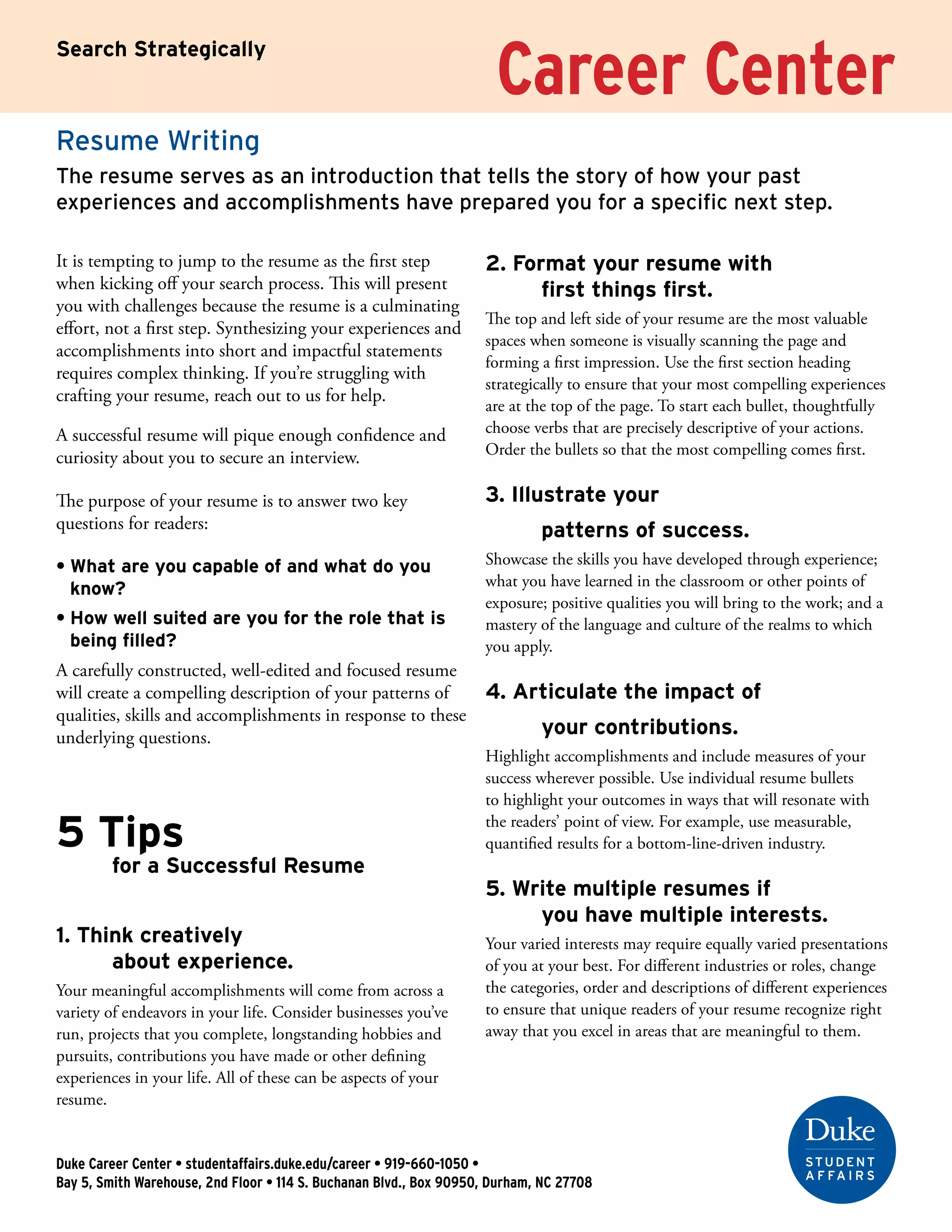 Writing a Resume | PDF