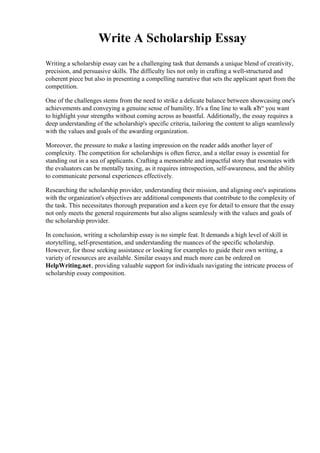 Write A Scholarship Essay | PDF