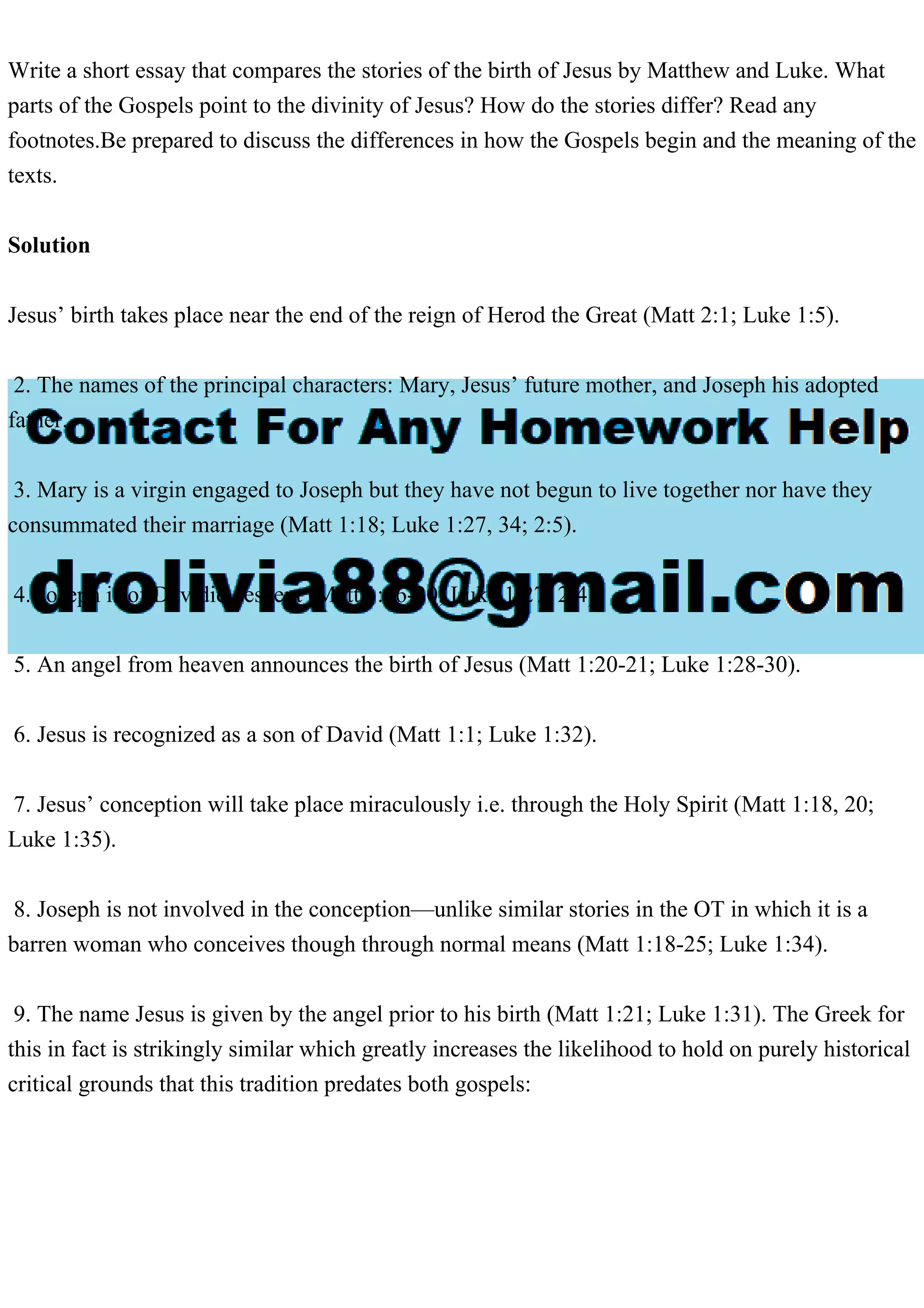 Write a short essay that compares the stories of the birth of Jesus .pdf
