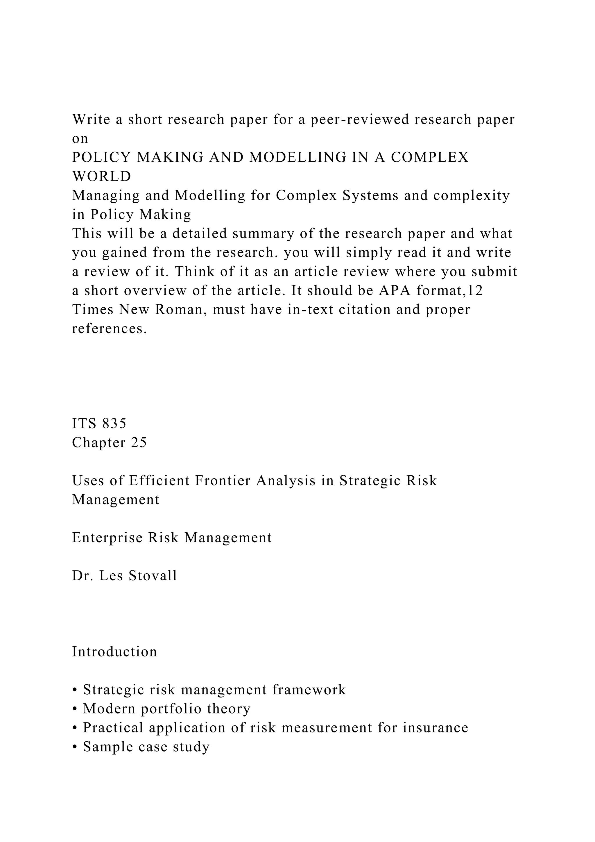 Write a short research paper for a peer-reviewed research paper on.docx