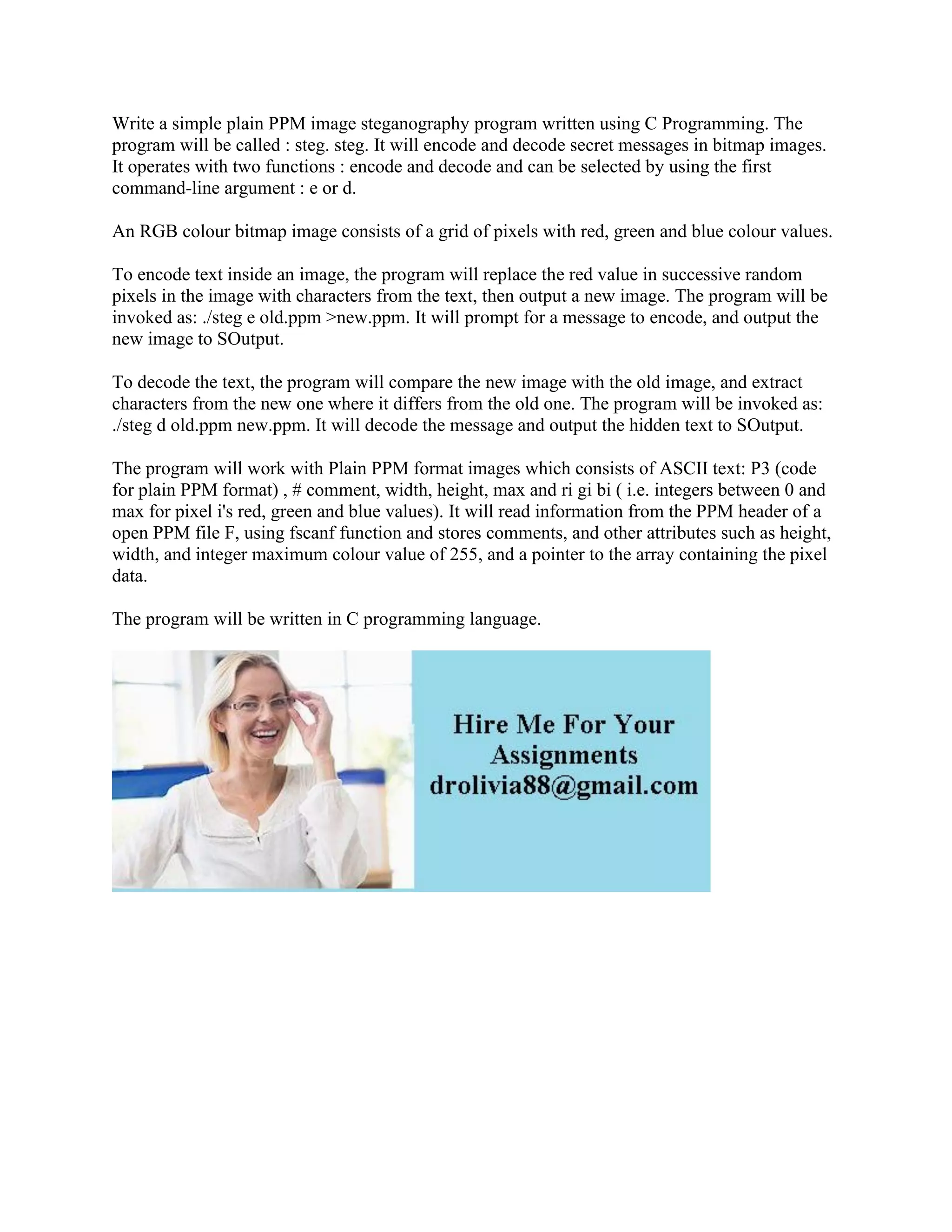 Write A Simple Plain Ppm Image Steganography Program Written Using C Ppdf