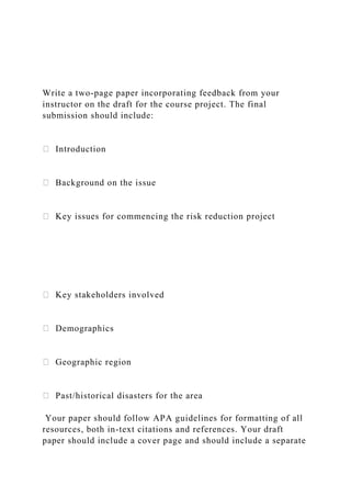 Write a two-page paper incorporating feedback from your instru.docx