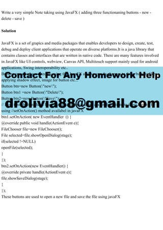 Write a very simple Note taking using JavaFX ( adding three function.pdf
